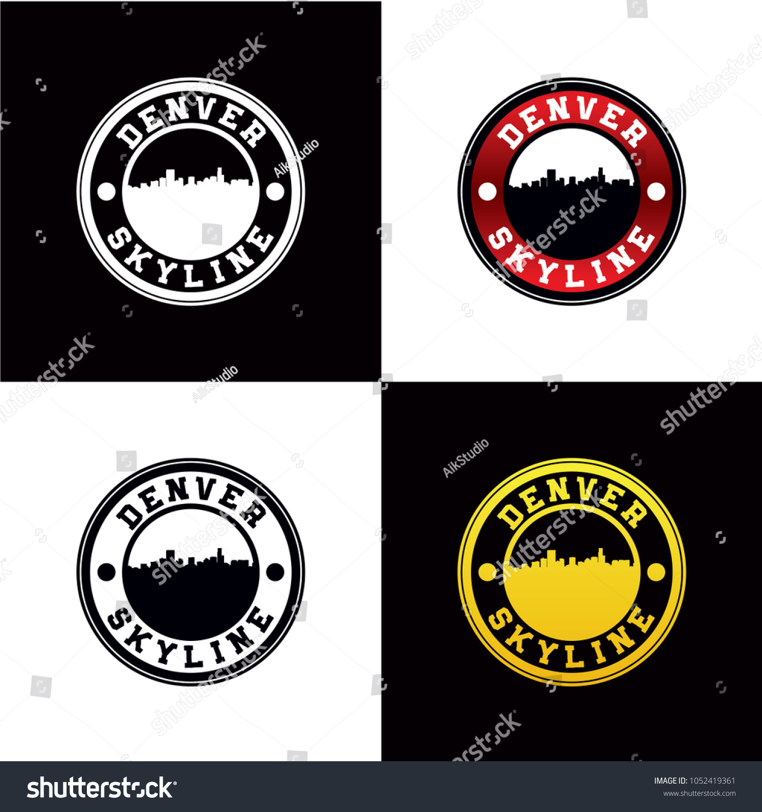 Denver Skyline Rounded Emblem Logo Stock Vector (Royalty Free ...