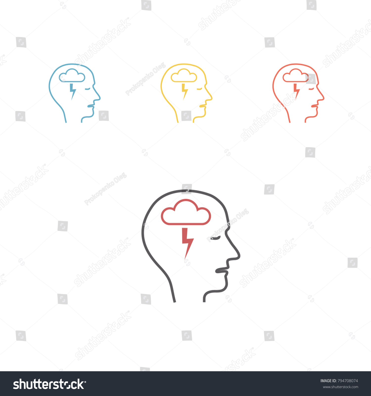 Depression Line Icon Vector Stock Vector (Royalty Free) 794708074
