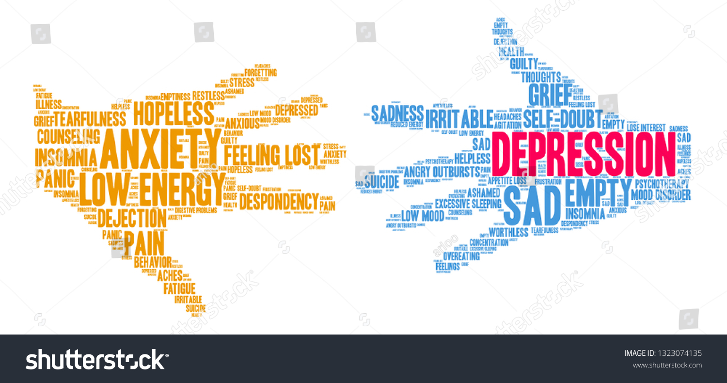 Depression Word Cloud On White Background Stock Vector (Royalty Free ...