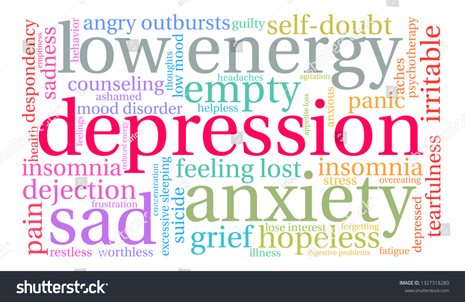 Depression Word Cloud On White Background Stock Vector (Royalty Free ...