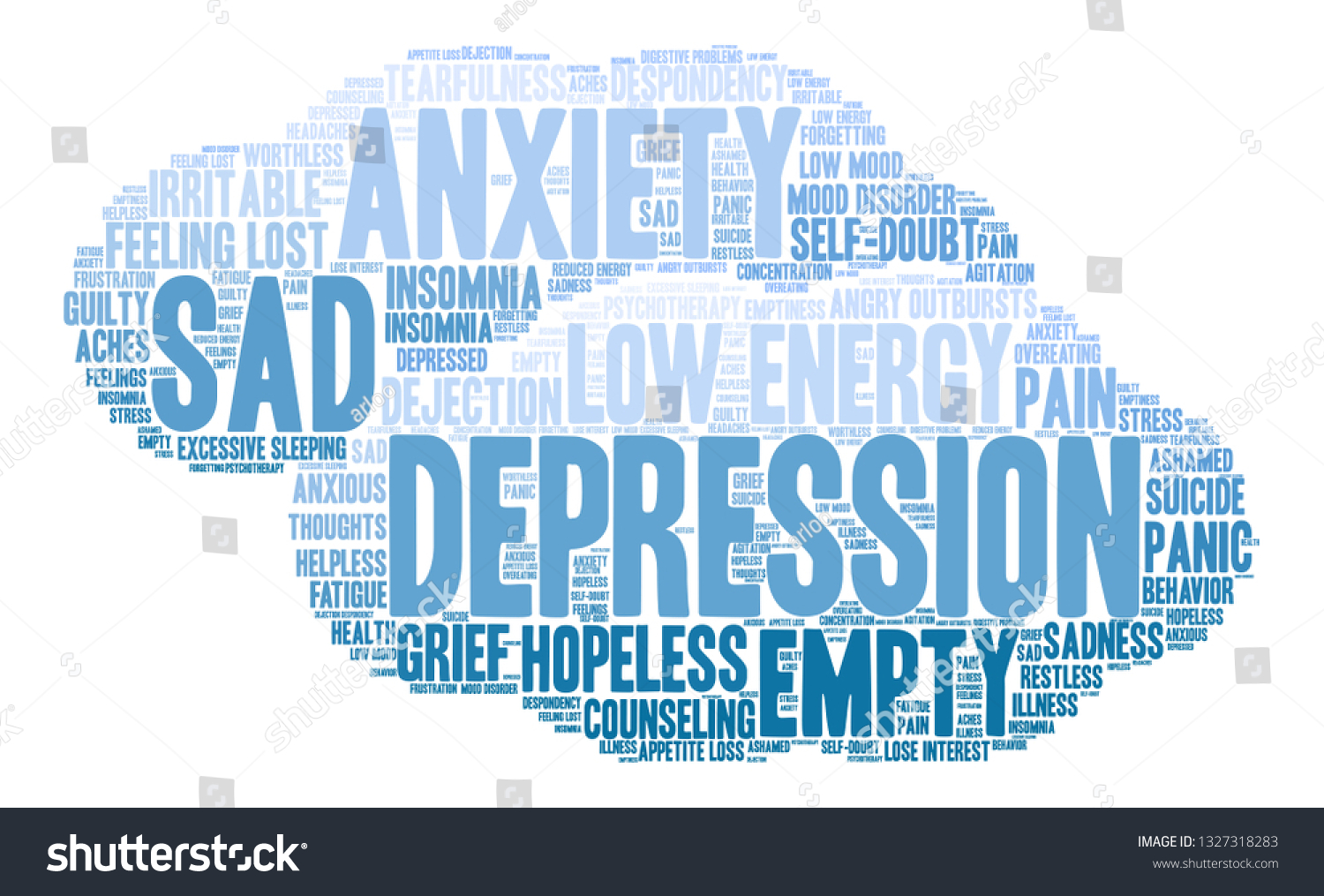 Depression Word Cloud On White Background Stock Vector (Royalty Free ...
