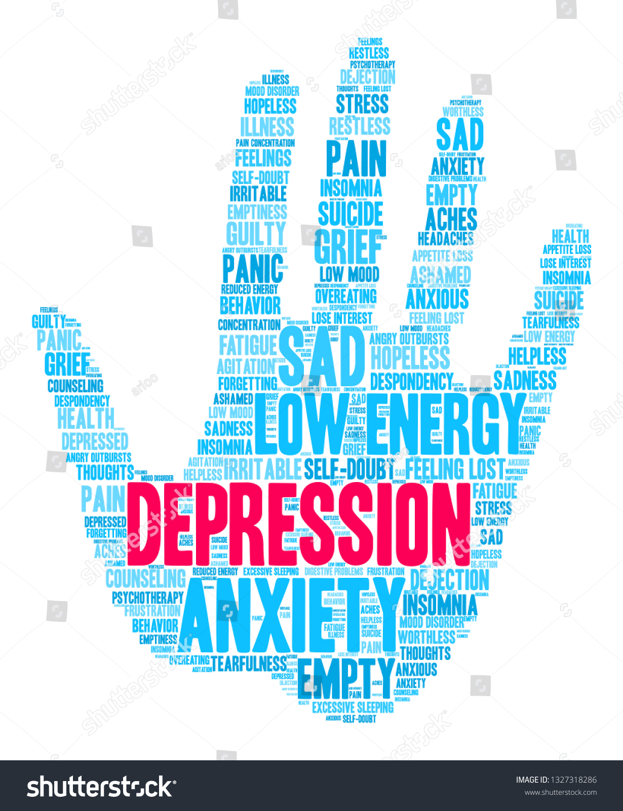Depression Word Cloud On White Background Stock Vector (Royalty Free ...