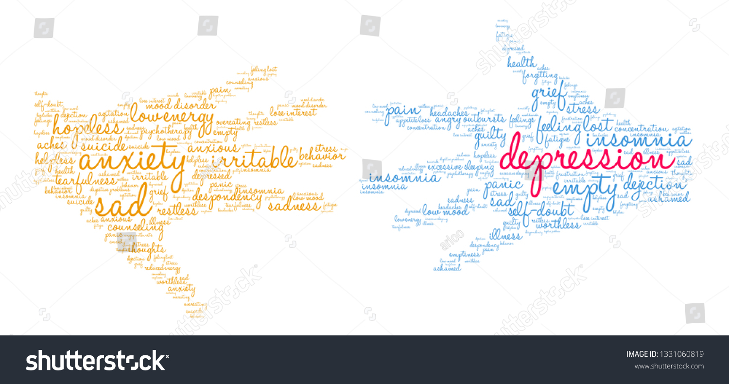 Depression Word Cloud On White Background Stock Vector (Royalty Free ...