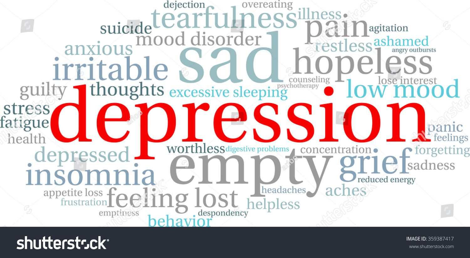 Depression Word Cloud On White Background Stock Vector 359387417 ...