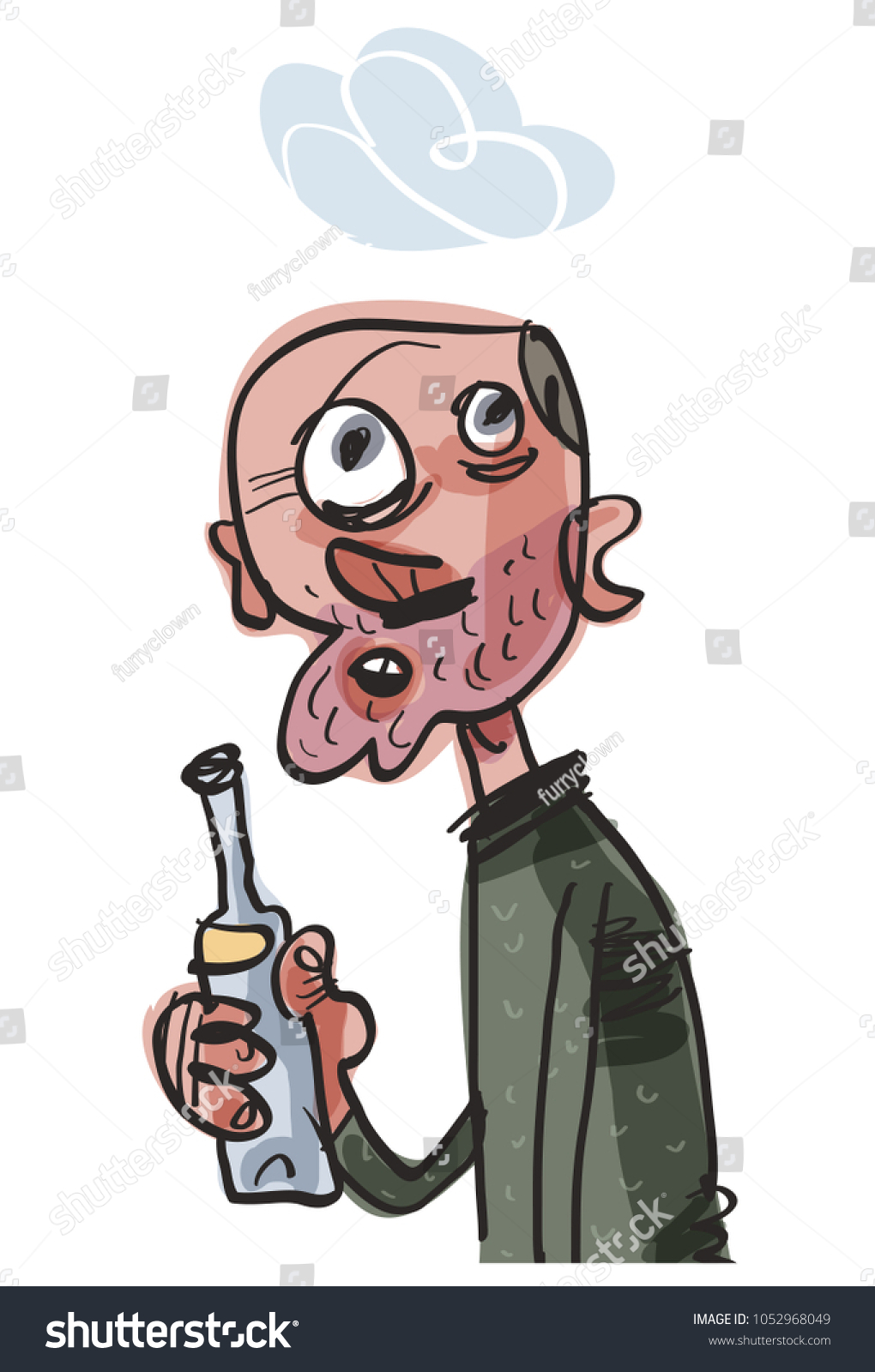 Depressive Alcoholic Comic Character Vector Illustration Stock Vector ...