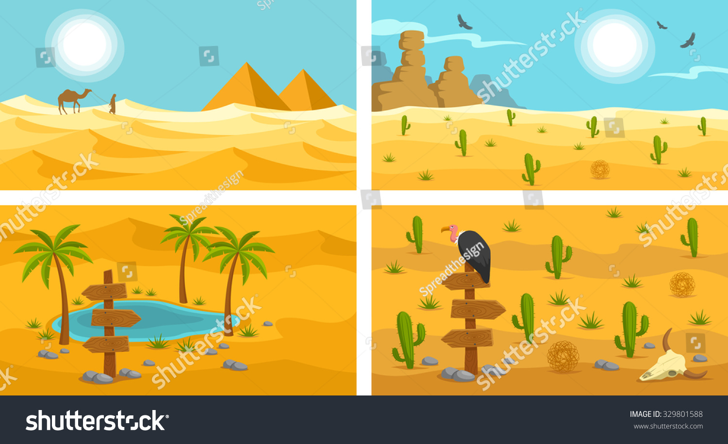 Desert Landscape Banners Set Stock Vector 329801588 - Shutterstock