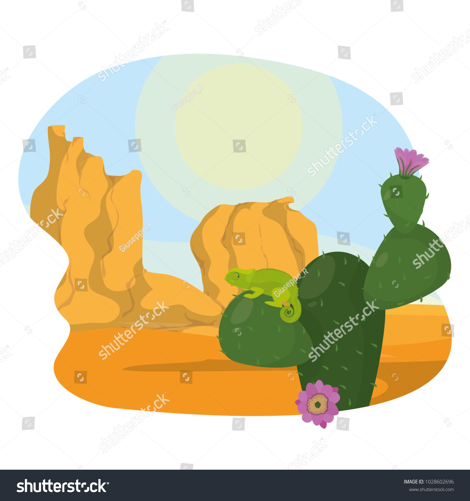 Desert Landscape Cartoon Stock Vector (Royalty Free) 1028602696 ...