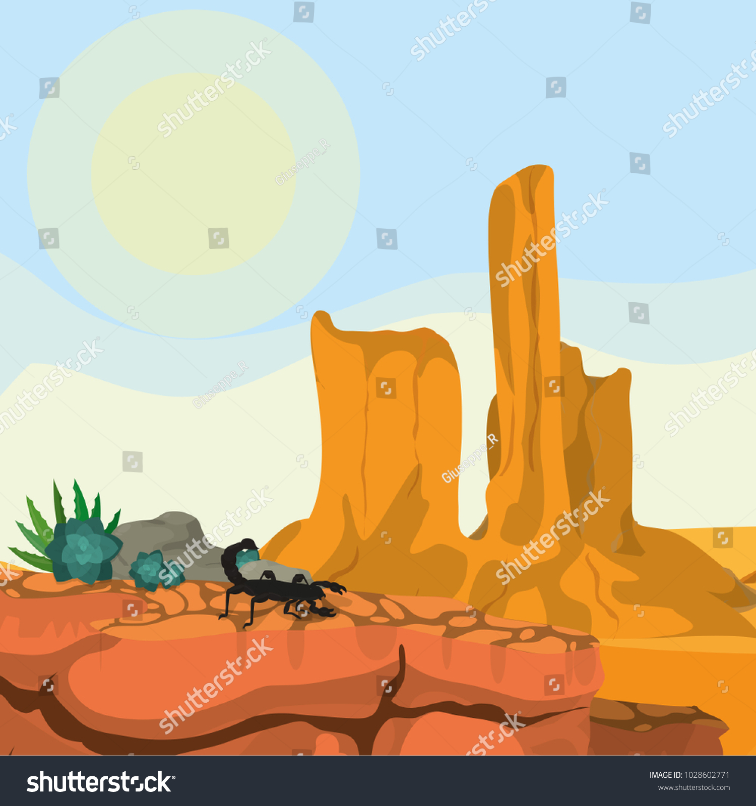 Desert Landscape Cartoon Stock Vector (Royalty Free) 1028602771 ...