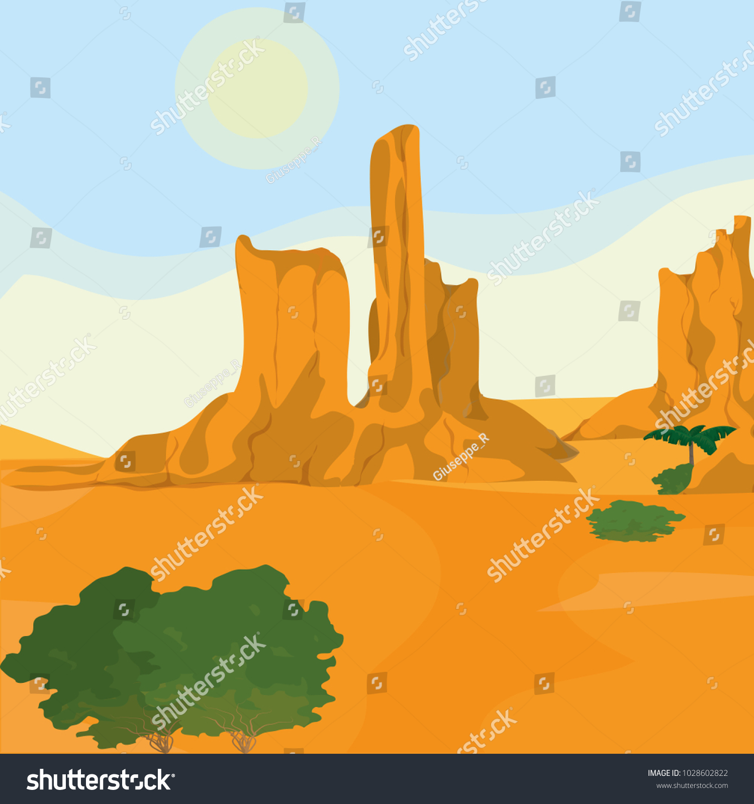 Desert Landscape Cartoon Stock Vector (Royalty Free) 1028602822 ...