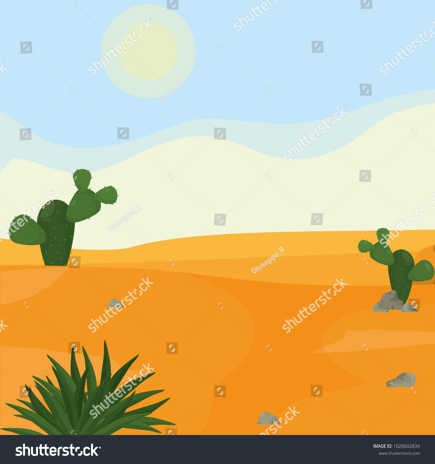 Desert Landscape Cartoon: เวกเตอร์สต็อก (ปลอดค่าลิขสิทธิ์) 1028602834 ...