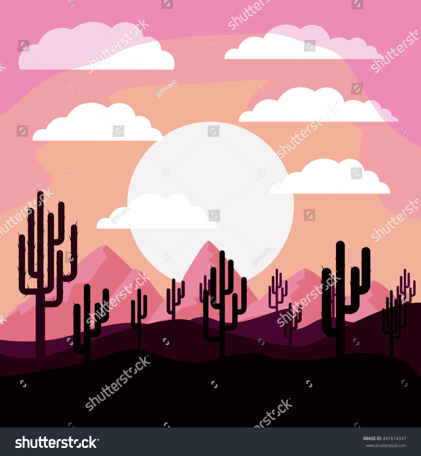 Desert Landscape Design Stock Vector (Royalty Free) 441614347 ...
