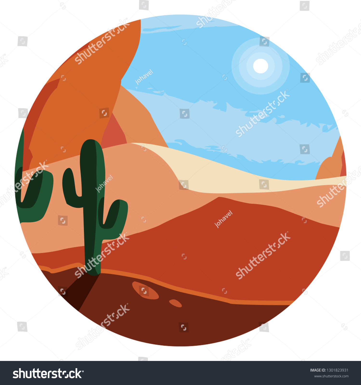 Desert Landscape Circular Frame Stock Vector (Royalty Free) 1301823931 ...