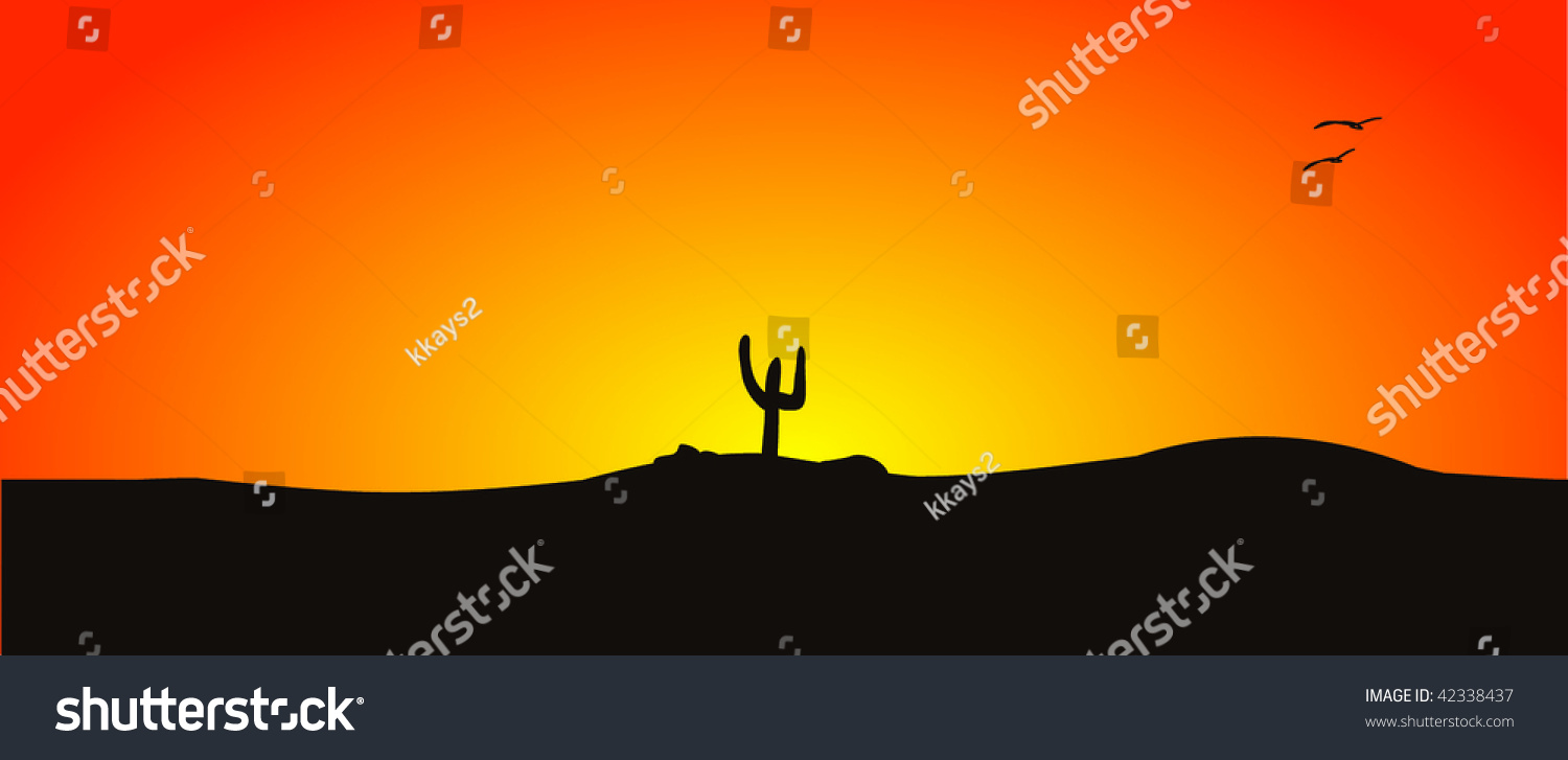 Desert Sunset Vector Stock Vector (Royalty Free) 42338437
