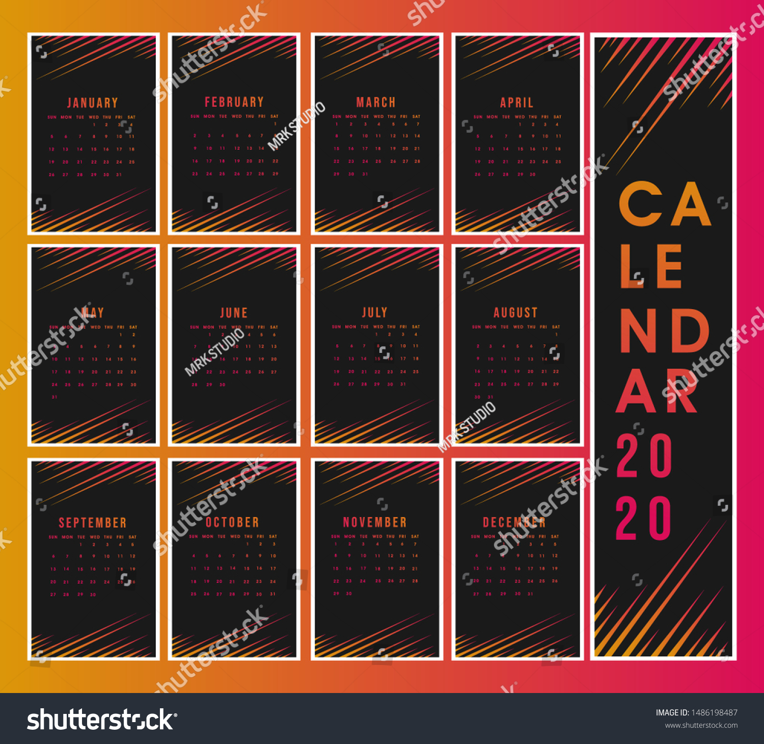 Design Calendar 2020 Speed Lines Background Stock Vector (Royalty Free ...