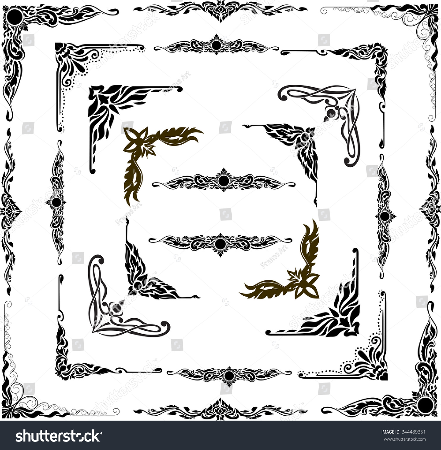 Design Elements Corners And Borders For Sticker Cut And Frame, Vector ...
