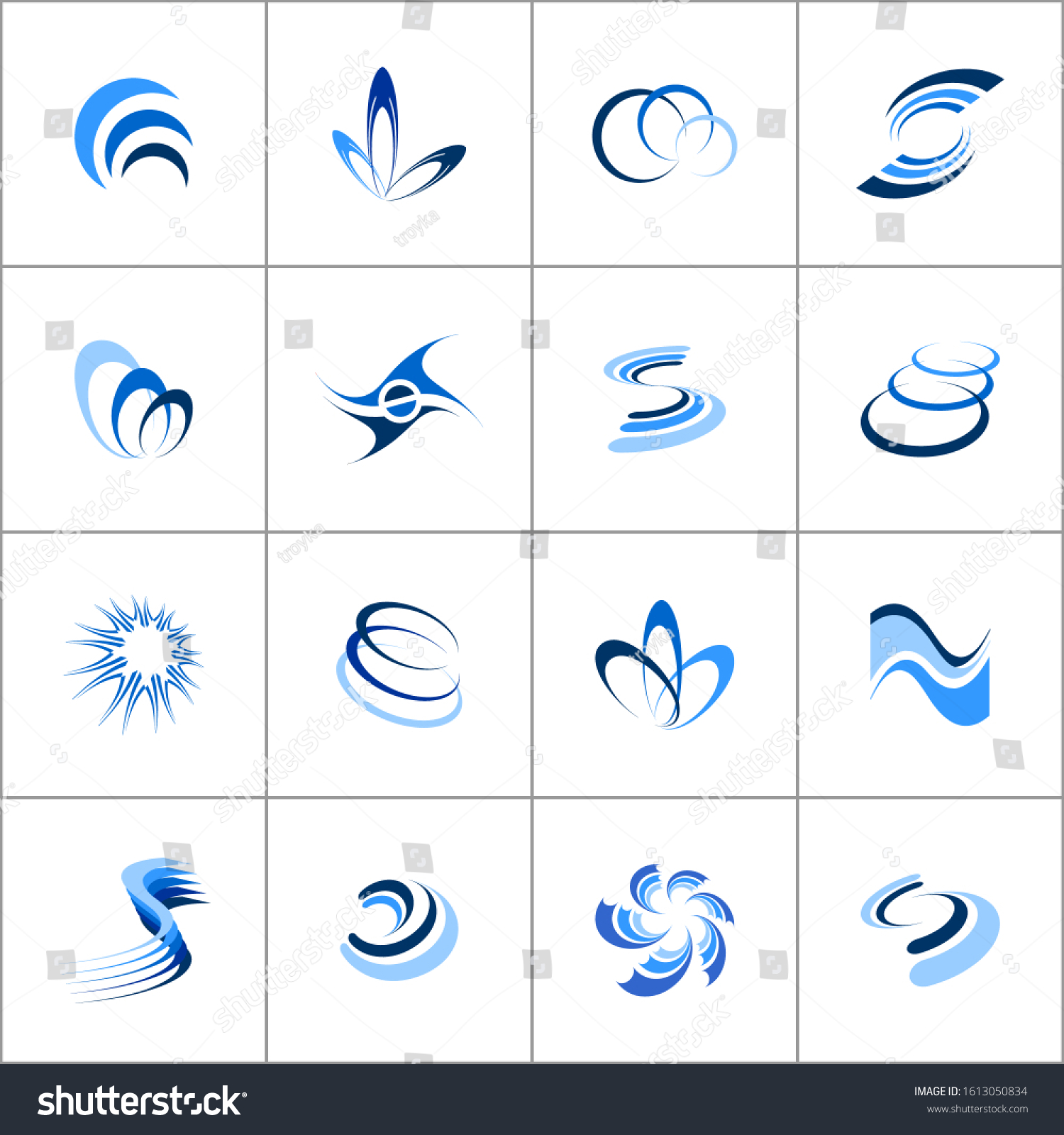 Design Elements Set Abstract Blue Icons Stock Vector (Royalty Free ...