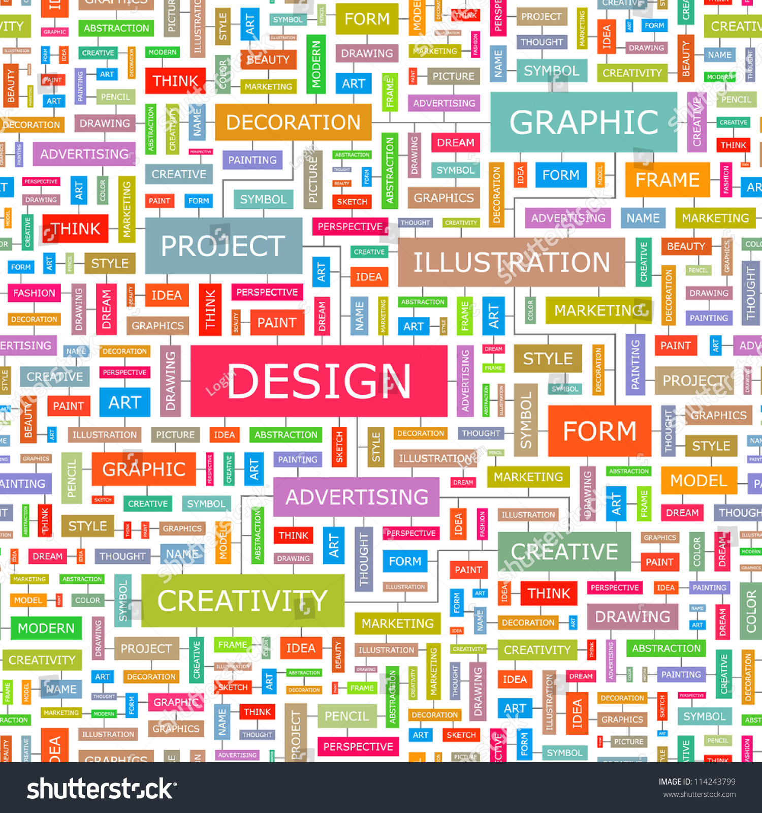 Design. Seamless Word Collage. Stock Vector Illustration 114243799 ...