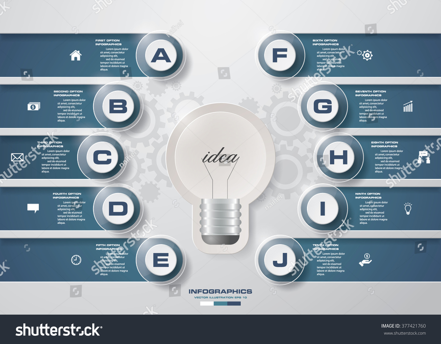 Design 10 Steps Idea Light Blub Stock Vector (Royalty Free) 377421760 ...
