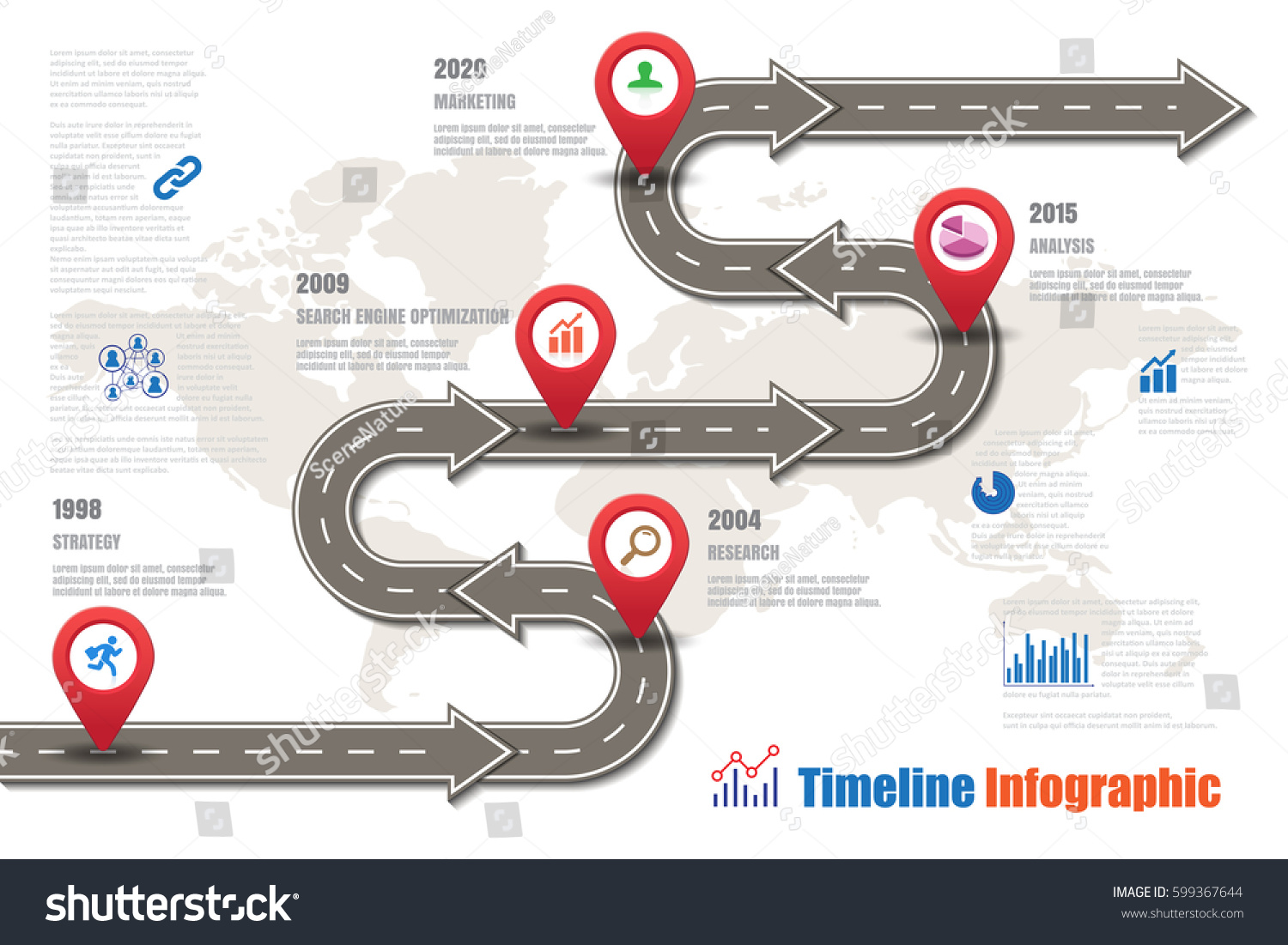 Design Template Road Map Timeline Infographic: เวกเตอร์สต็อก (ปลอดค่า ...