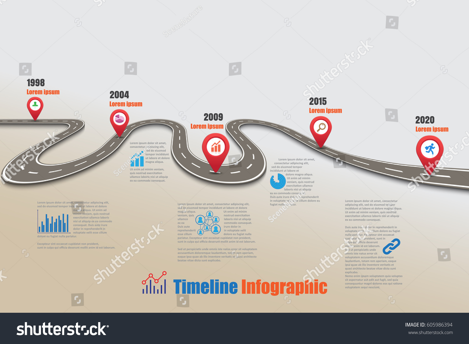 Design Template Road Map Timeline Infographic: เวกเตอร์สต็อก (ปลอดค่า ...