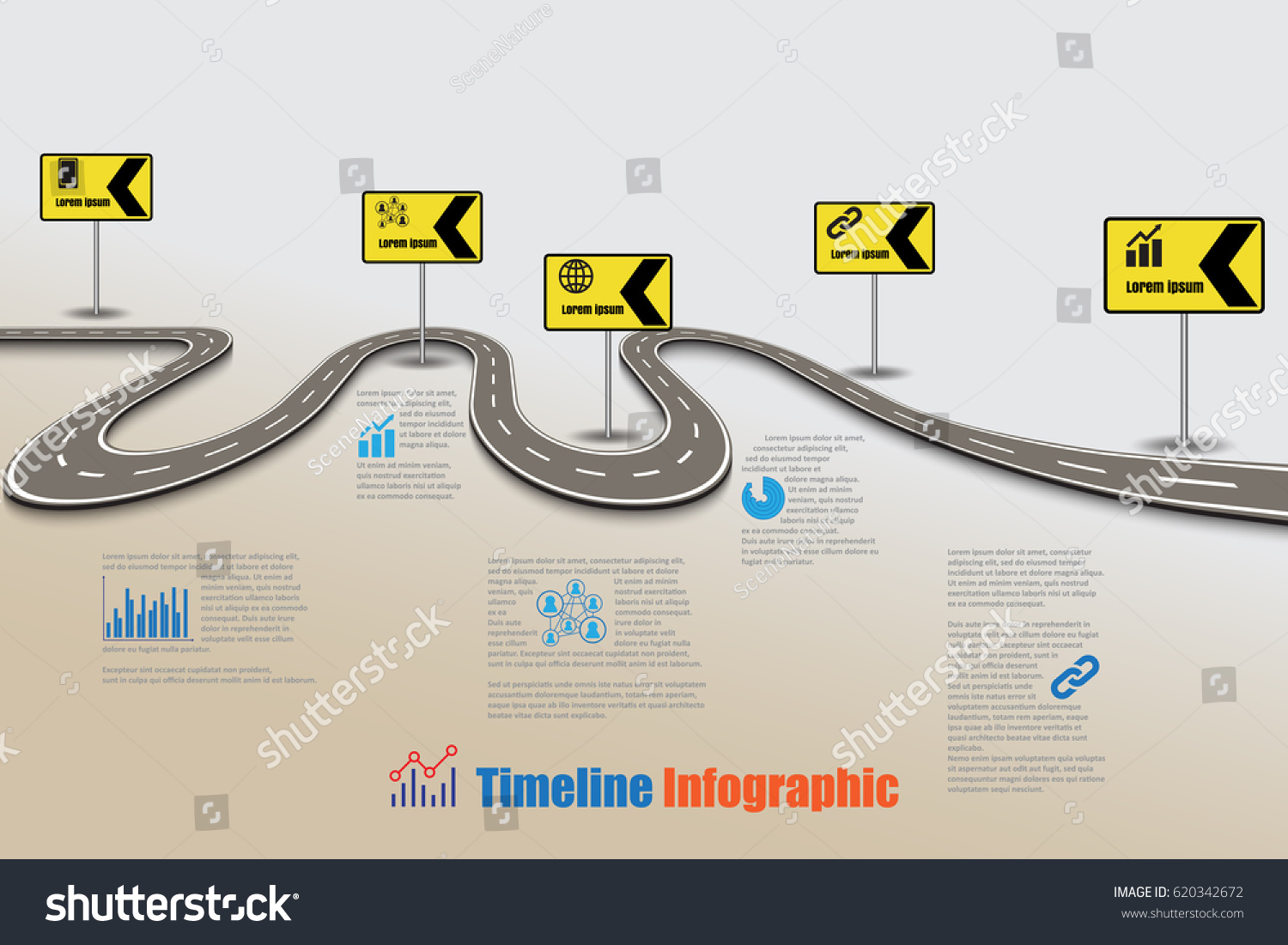 Design Template Road Map Timeline Infographic: เวกเตอร์สต็อก (ปลอดค่า ...