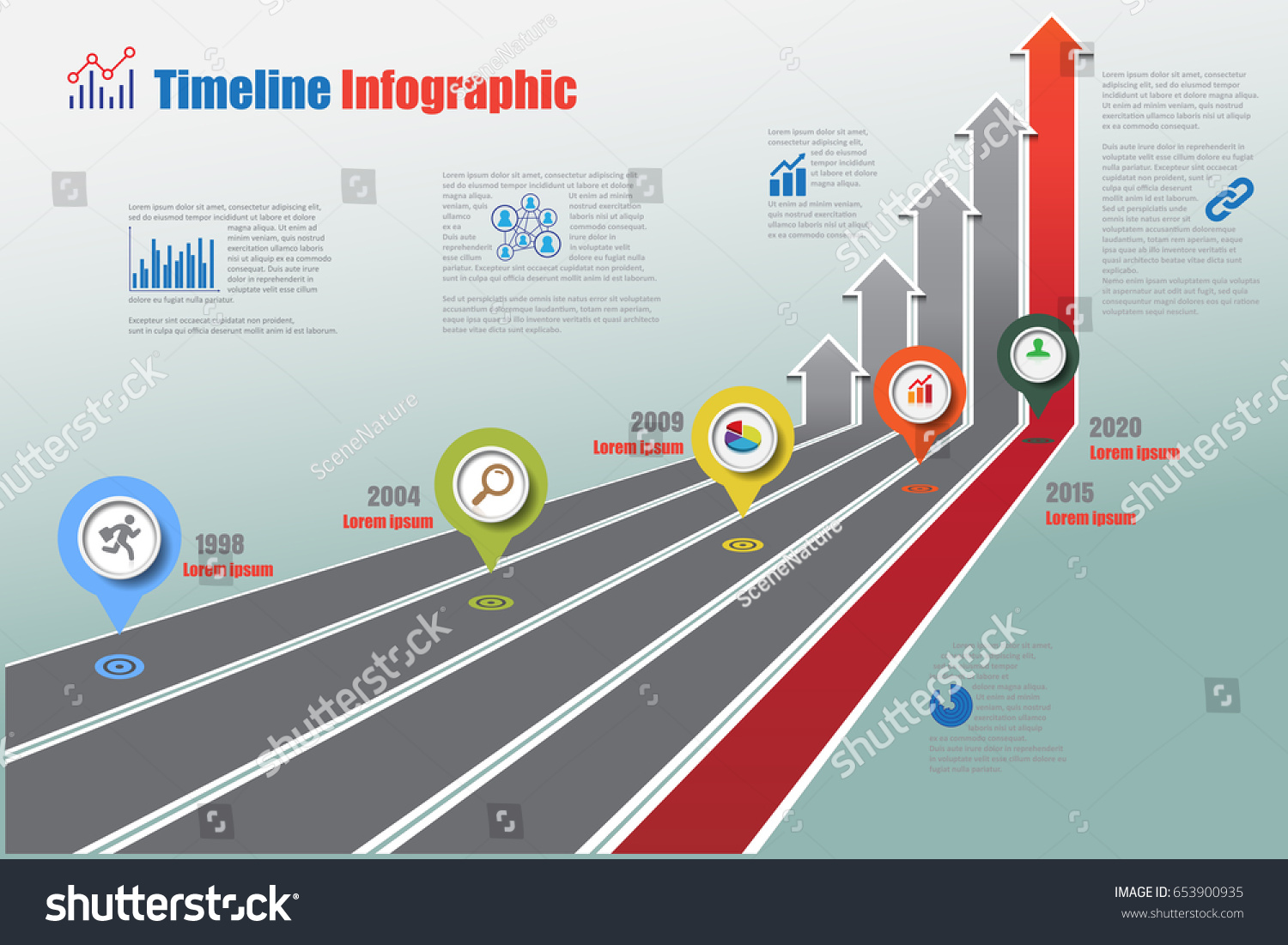 Design Template Road Map Timeline Infographic: เวกเตอร์สต็อก (ปลอดค่า ...