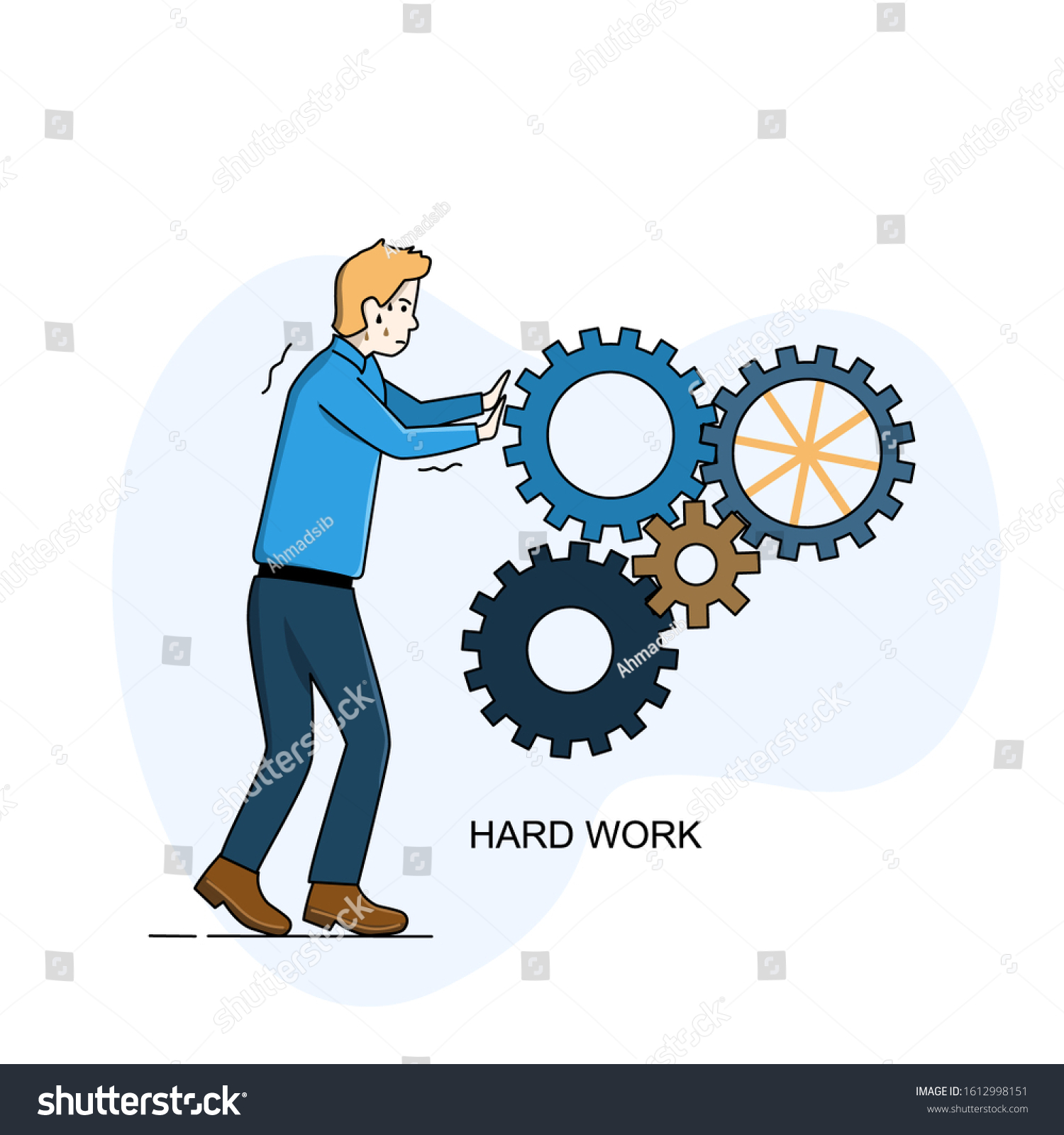 Design Vector Illustration Employee Hard Work Stock Vector (Royalty ...