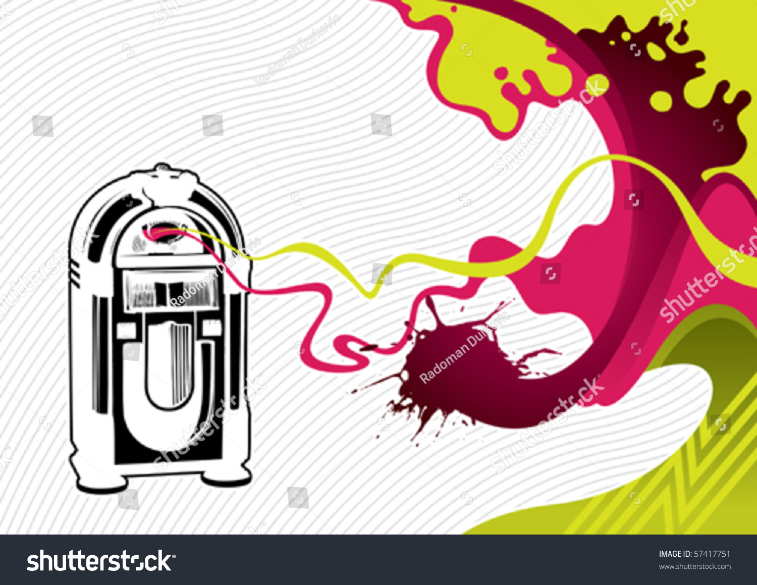 Designed Stylized Banner Jukebox Vector Illustration Stock Vector ...