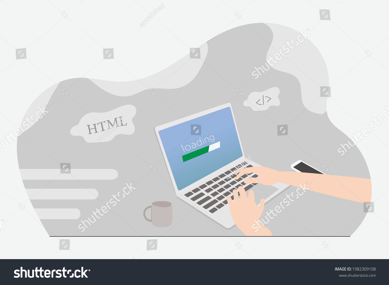 Designer Programmer On Laptop Vector Design Stock Vector (Royalty Free ...