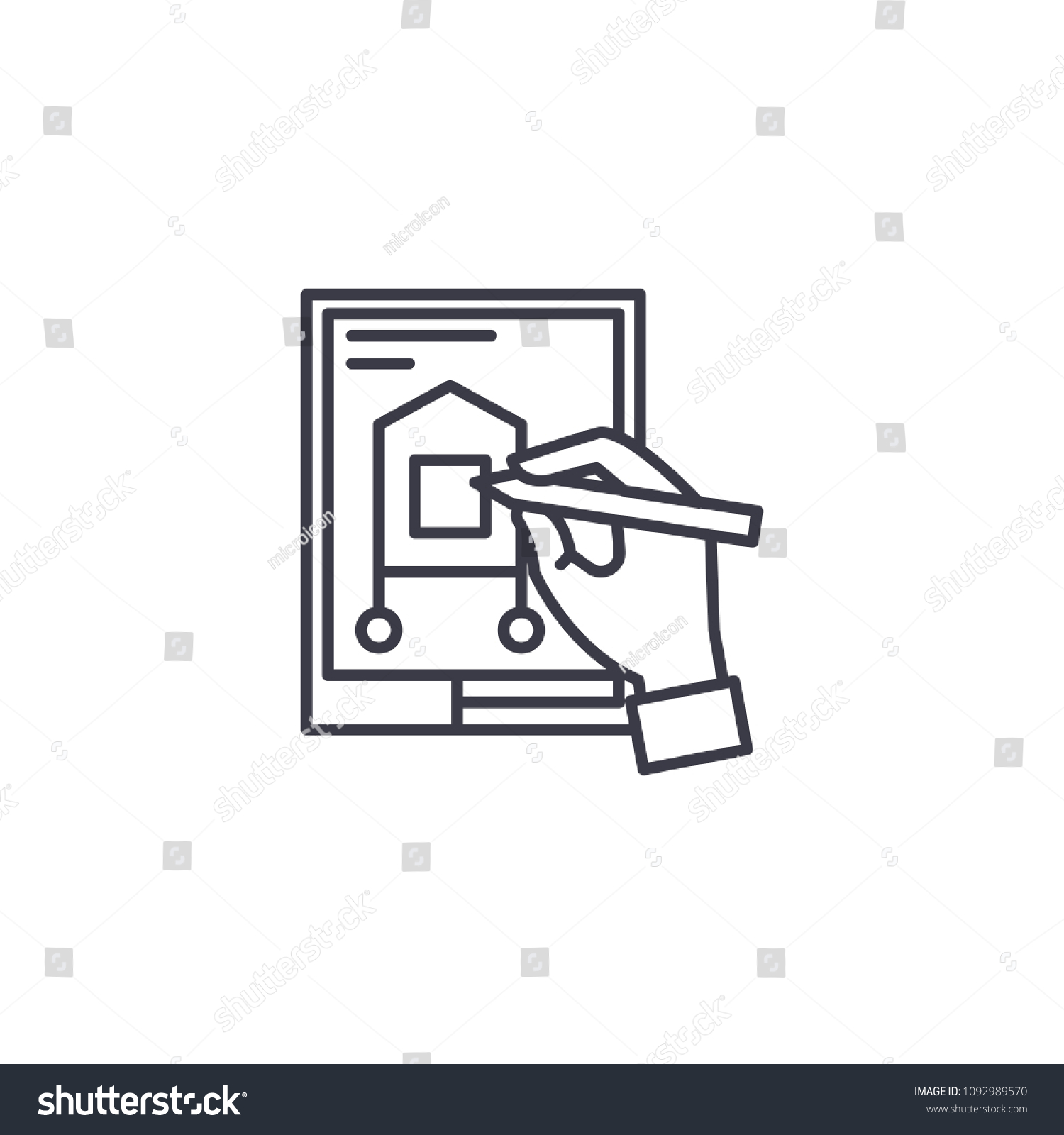 Designing Project Linear Icon Concept Designing Stock Vector Royalty Free 1092989570