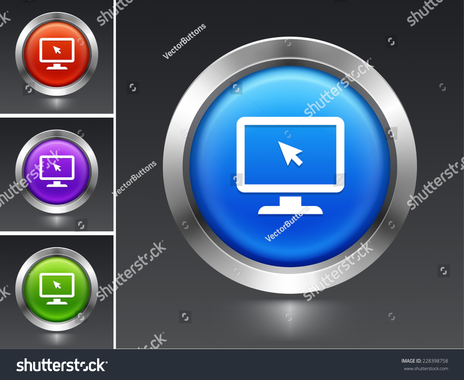 Desktop Computer On Color Round Bottons Stock Vector (Royalty Free ...