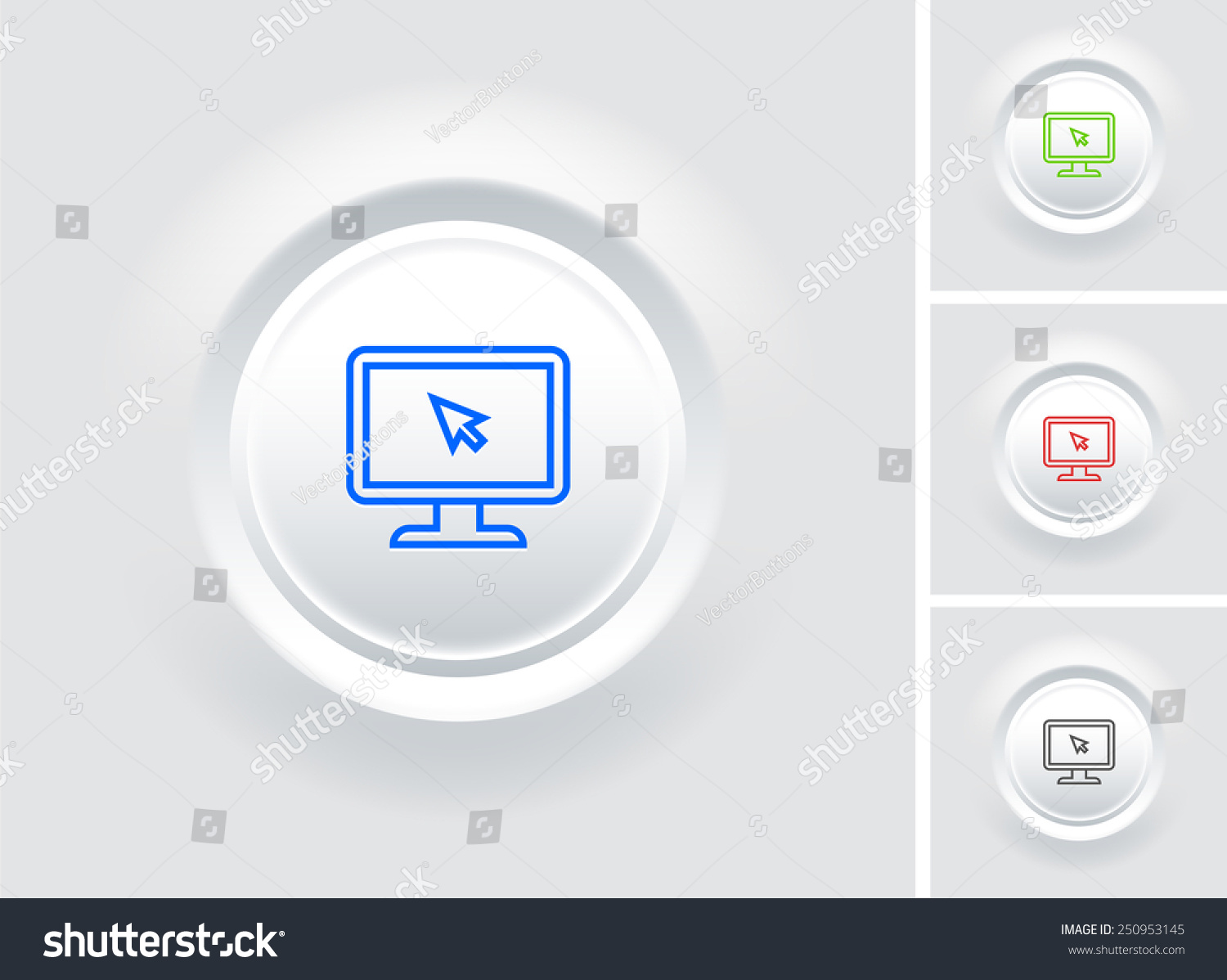 Desktop Computer On White Bevel Round Stock Vector (Royalty Free ...