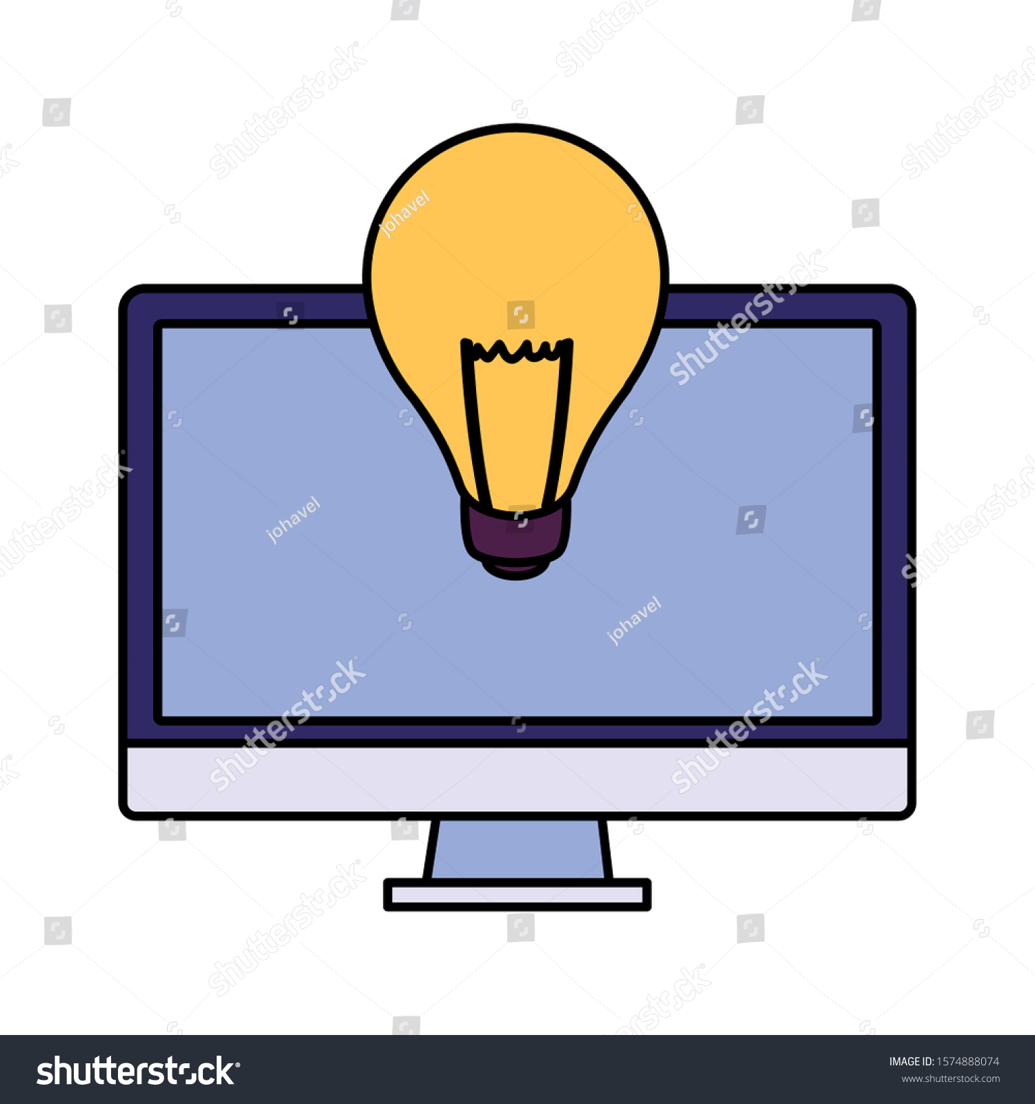 Desktop Computer Screen Light Bulb White Stock Vector (Royalty Free ...