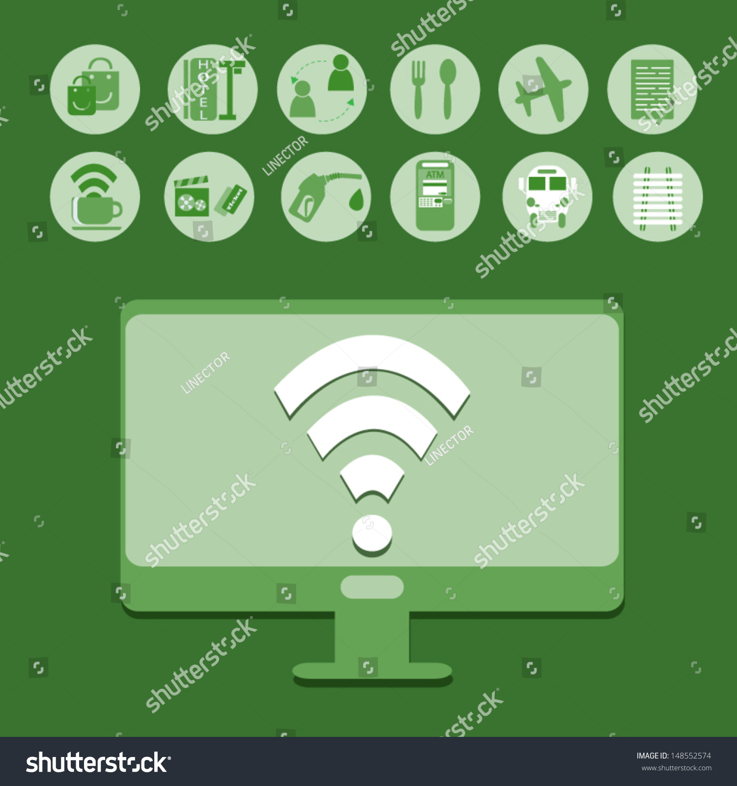 Desktop Computer Wifi Technology Vector Cartoon Stock Vector (Royalty ...
