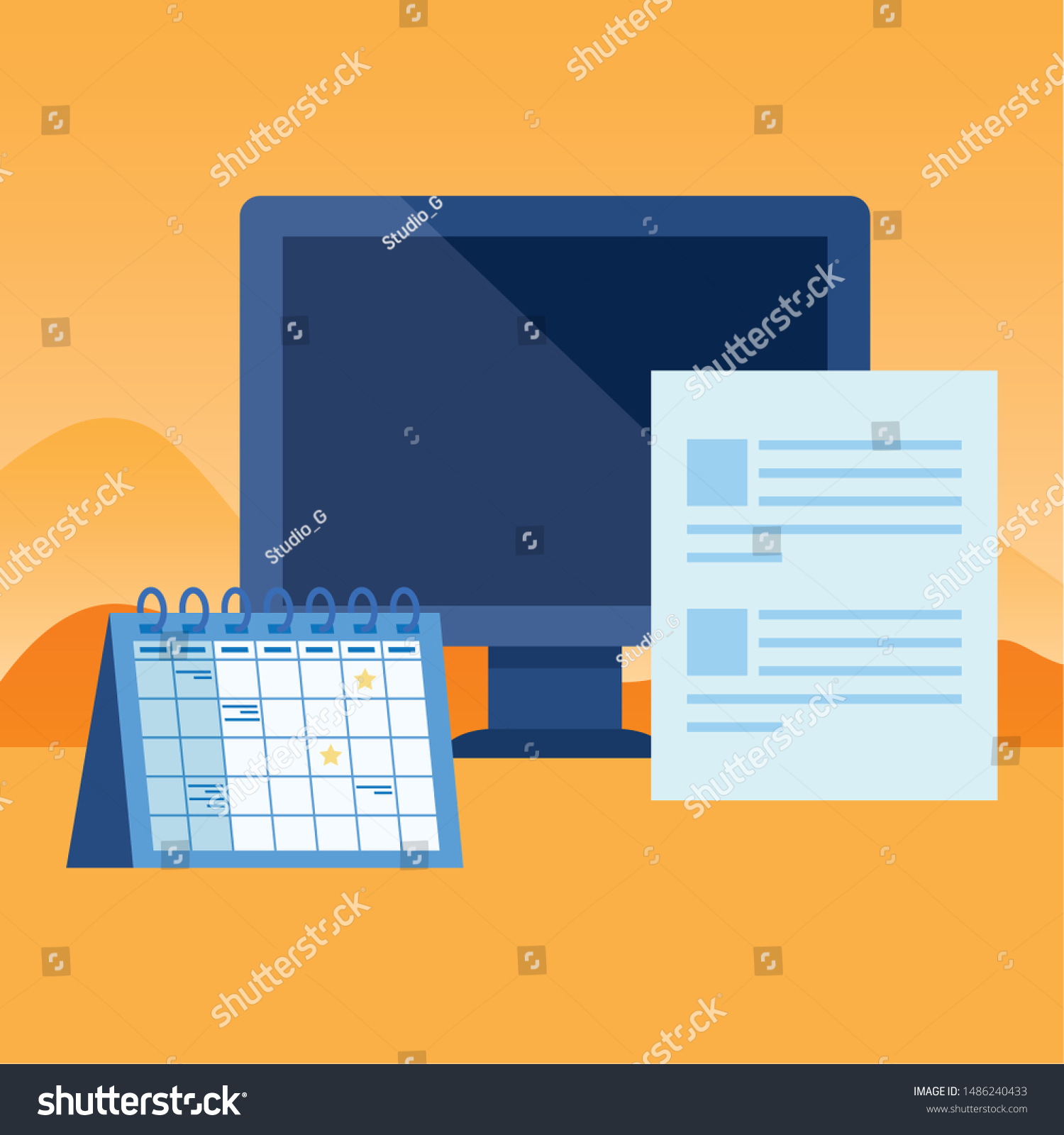 Desktop Computer Calendar Reminder Stock Vector (Royalty Free ...
