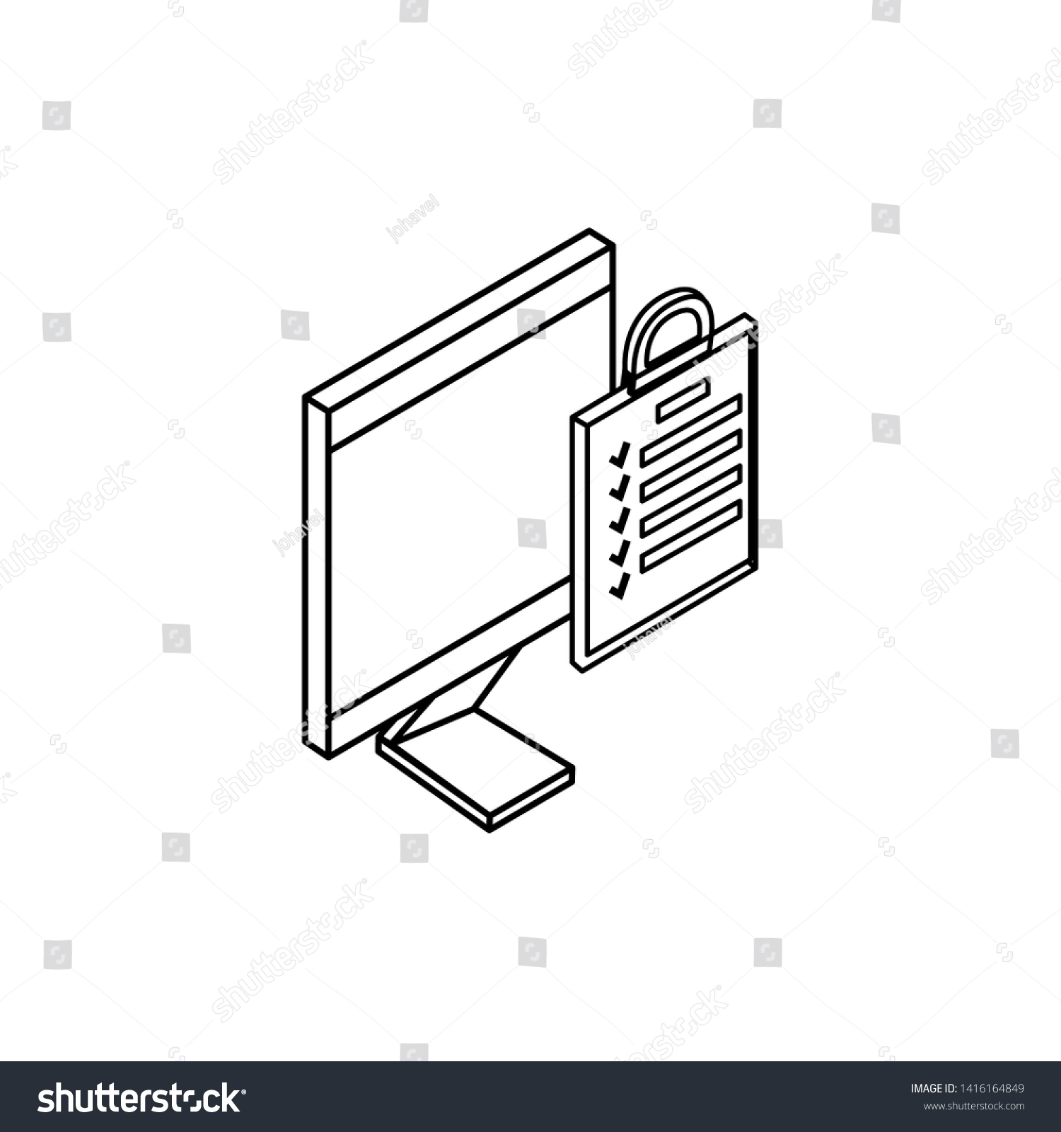 Desktop Computer Checklist Vector Ilustration Stock Vector (Royalty ...