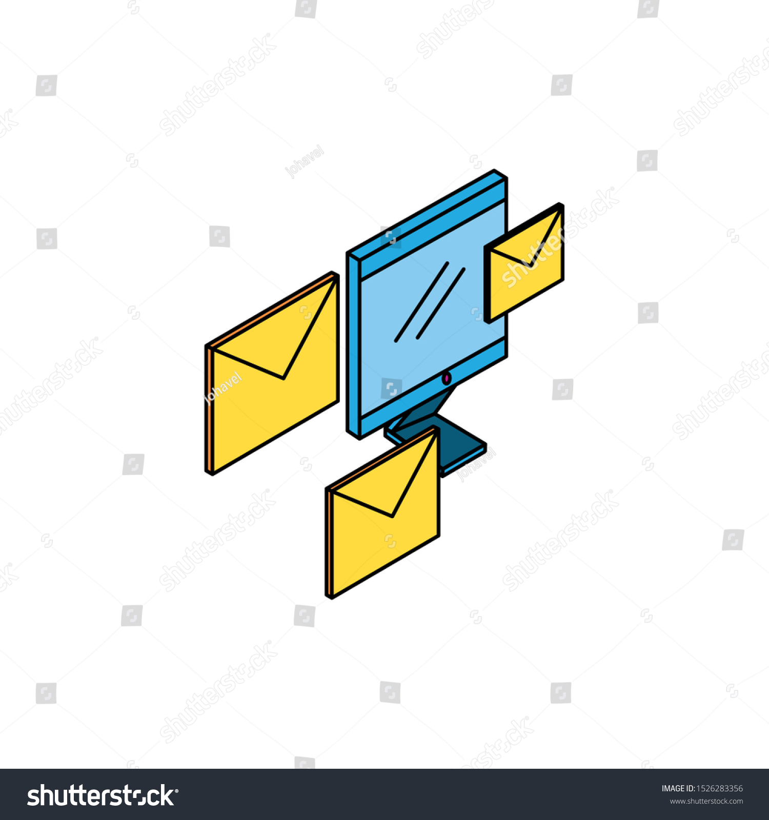 Desktop Computer Envelopes Email Vector Illustration Stock Vector ...