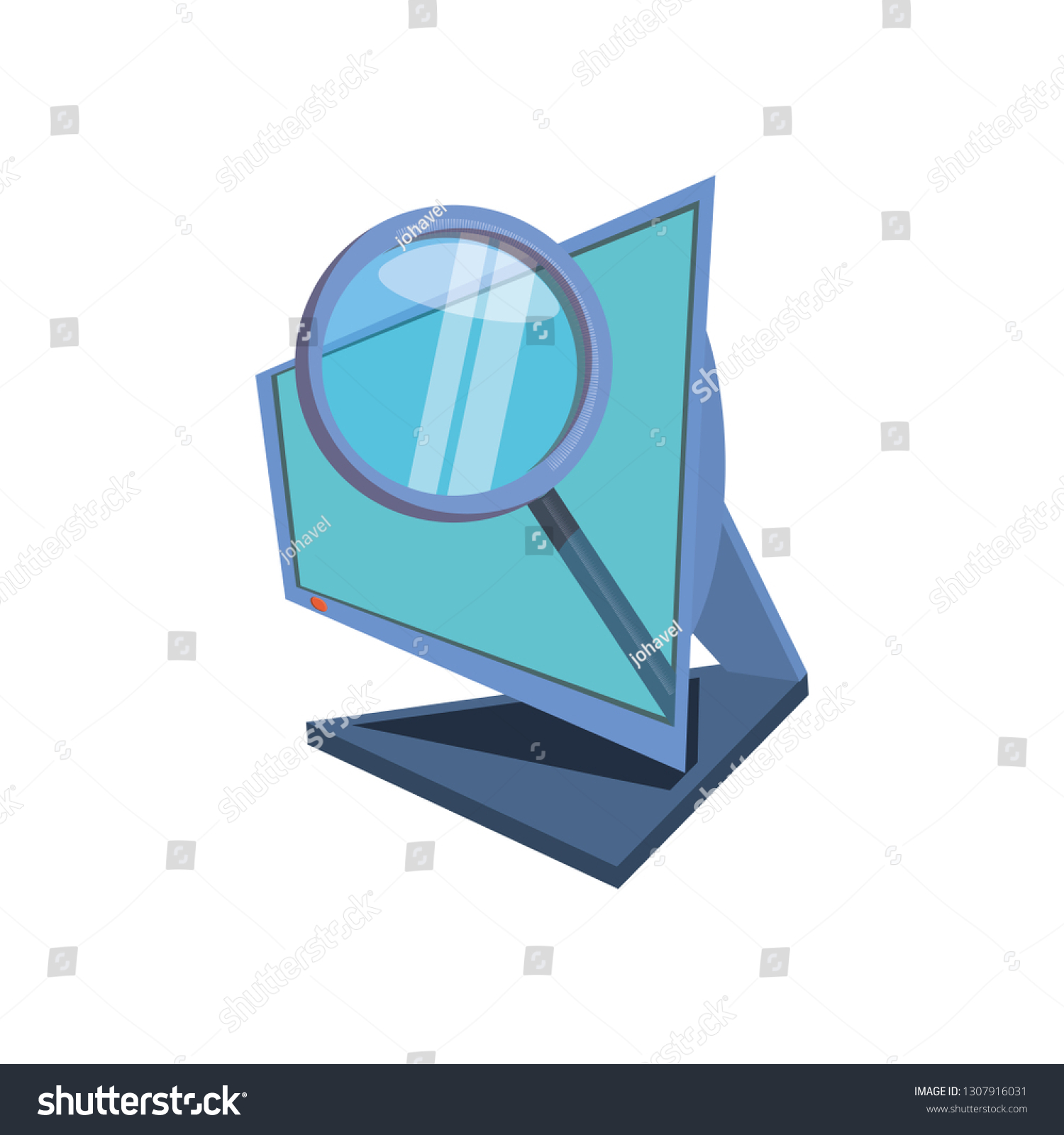 Desktop Computer Magnifying Glass Stock Vector (Royalty Free) 1307916031