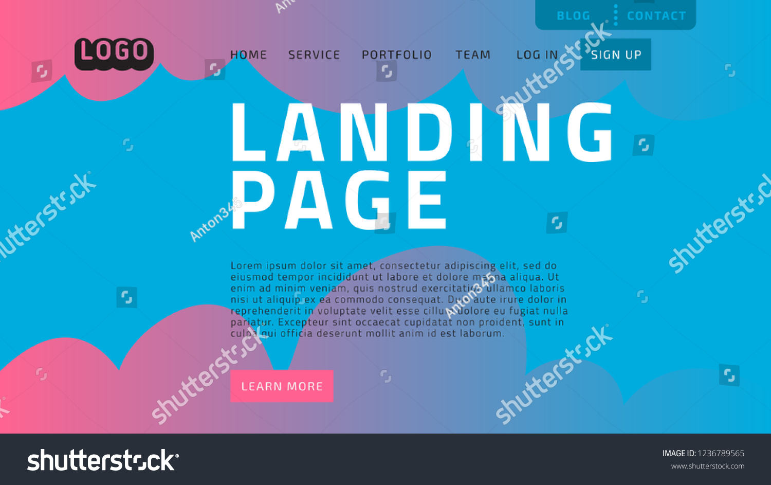 Desktop Landing Page Web Website Template Stock Vector (Royalty Free ...