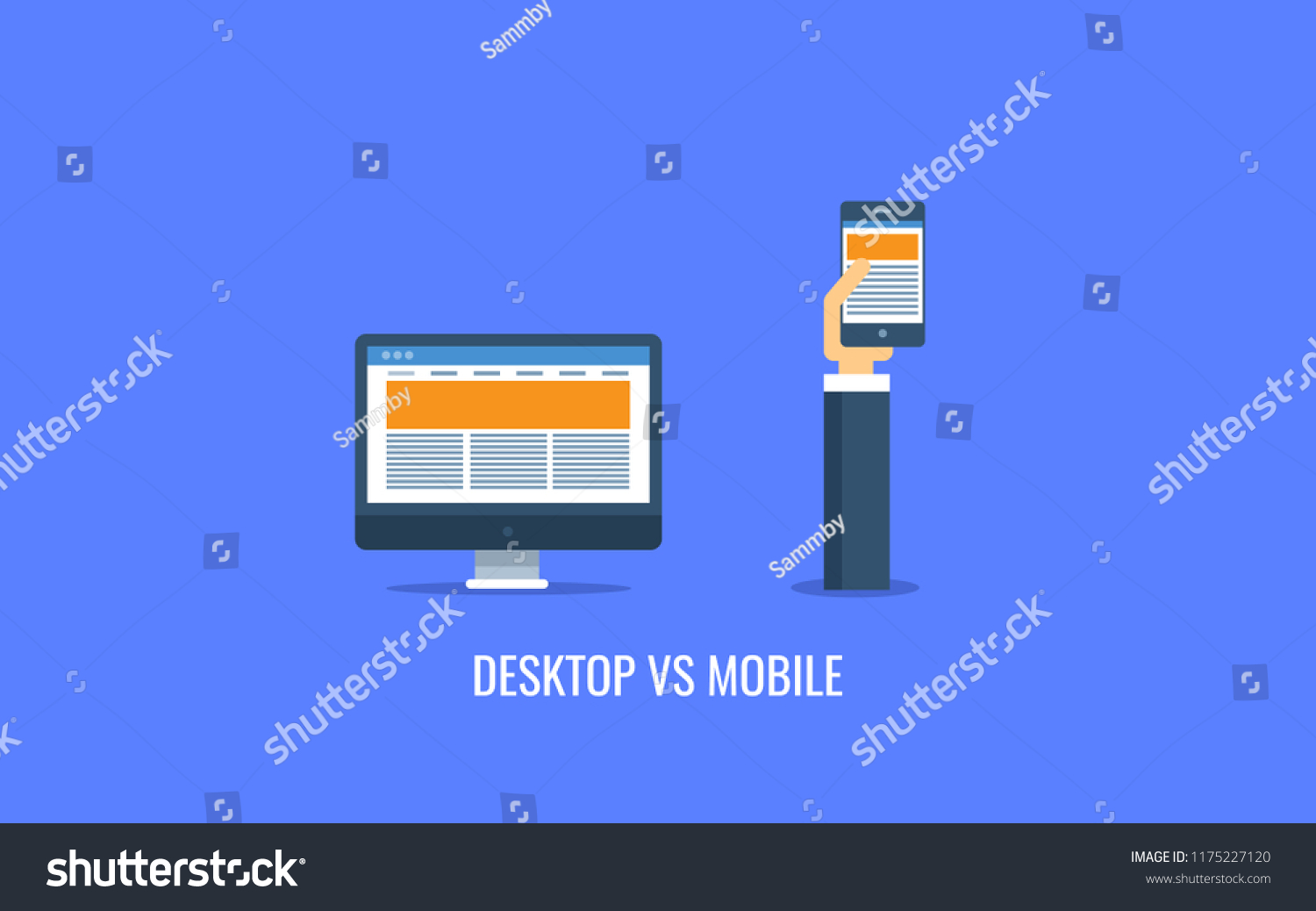 Desktop Vs Mobile Comparison Responsive Design Stock Vector (Royalty ...