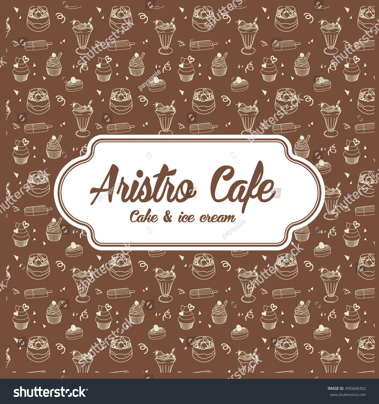 Dessert Cafe Logo Pattern Stock Vector (Royalty Free) 495668302