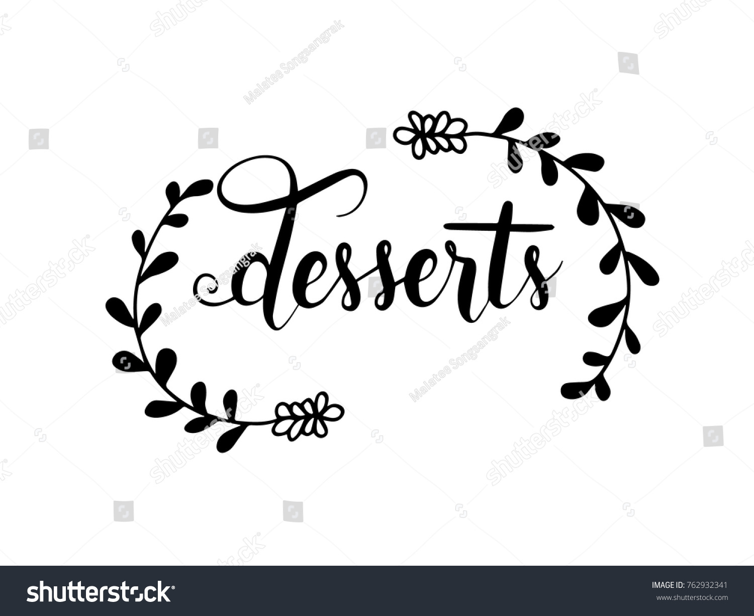 Desserts Calligraphy Hand Lettering Vector Stock Vector (Royalty Free ...