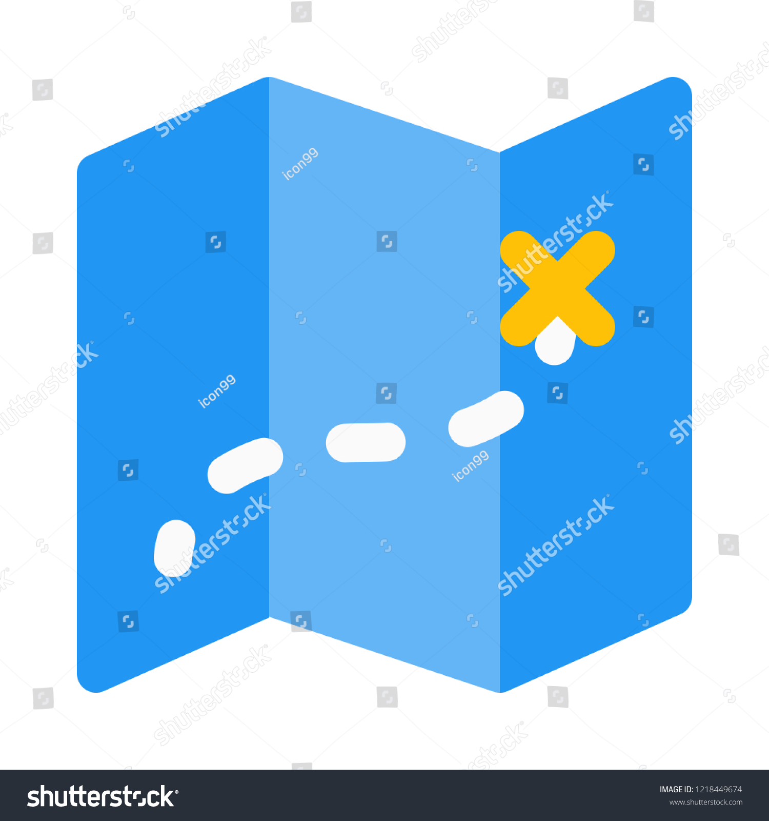 Destination Marked On Road Map Stock Vector (Royalty Free) 1218449674 ...