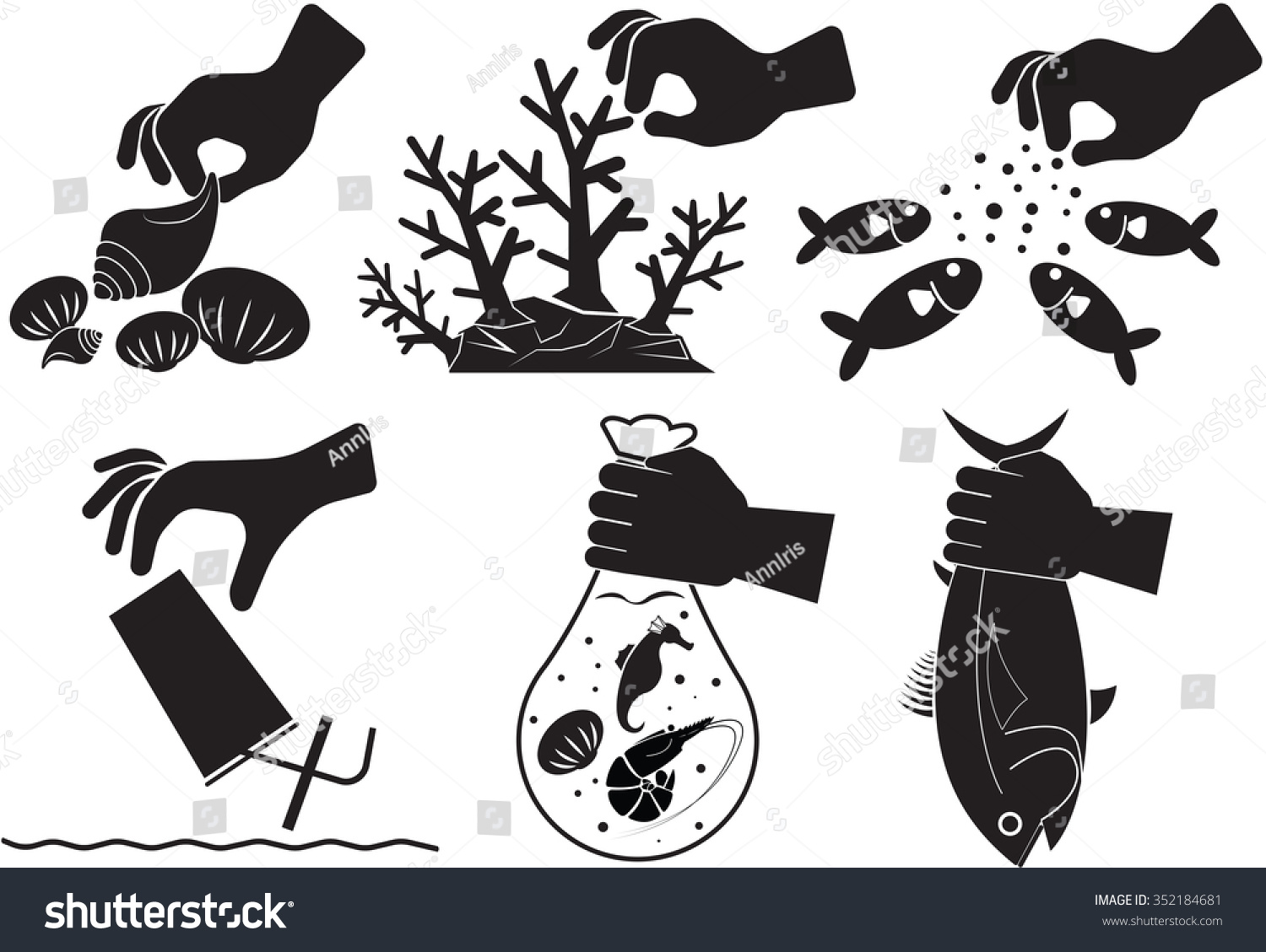 Destructive Nature Icon Set Stock Vector (Royalty Free) 352184681 ...
