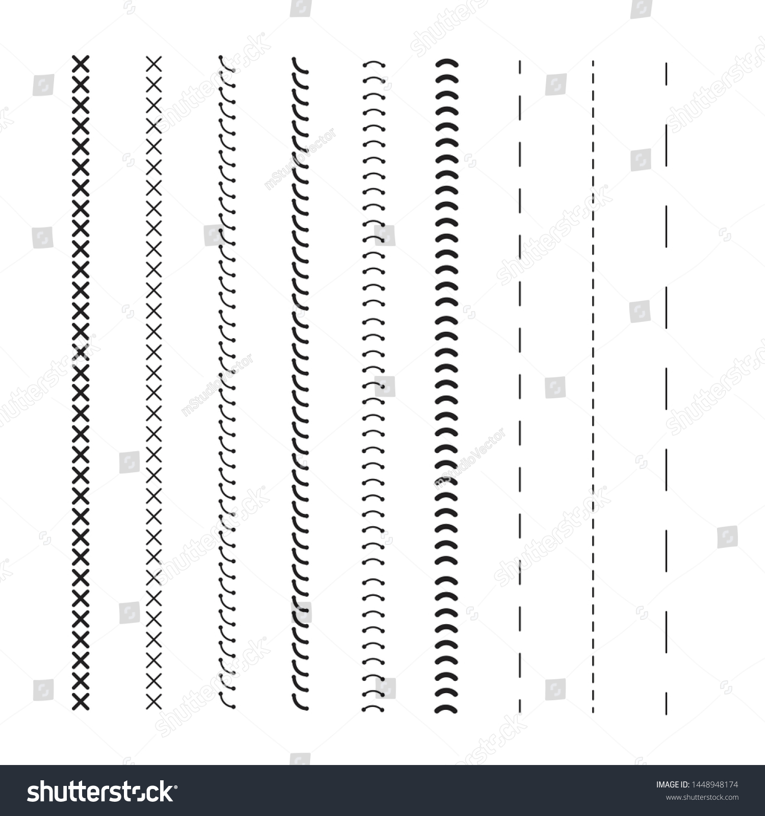 Detail Stitched Vector Patterns Sewing Pattern Stock Vector (Royalty ...