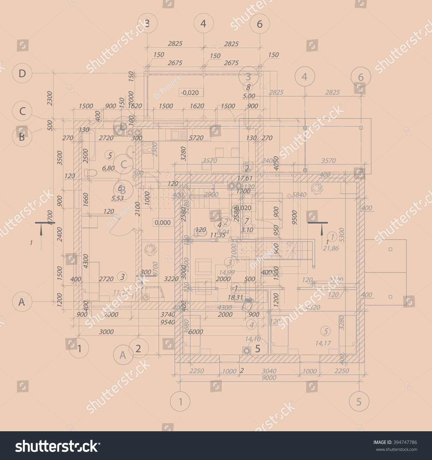 Detailed Architectural Plan Vector Illustration Stock Vector (Royalty ...