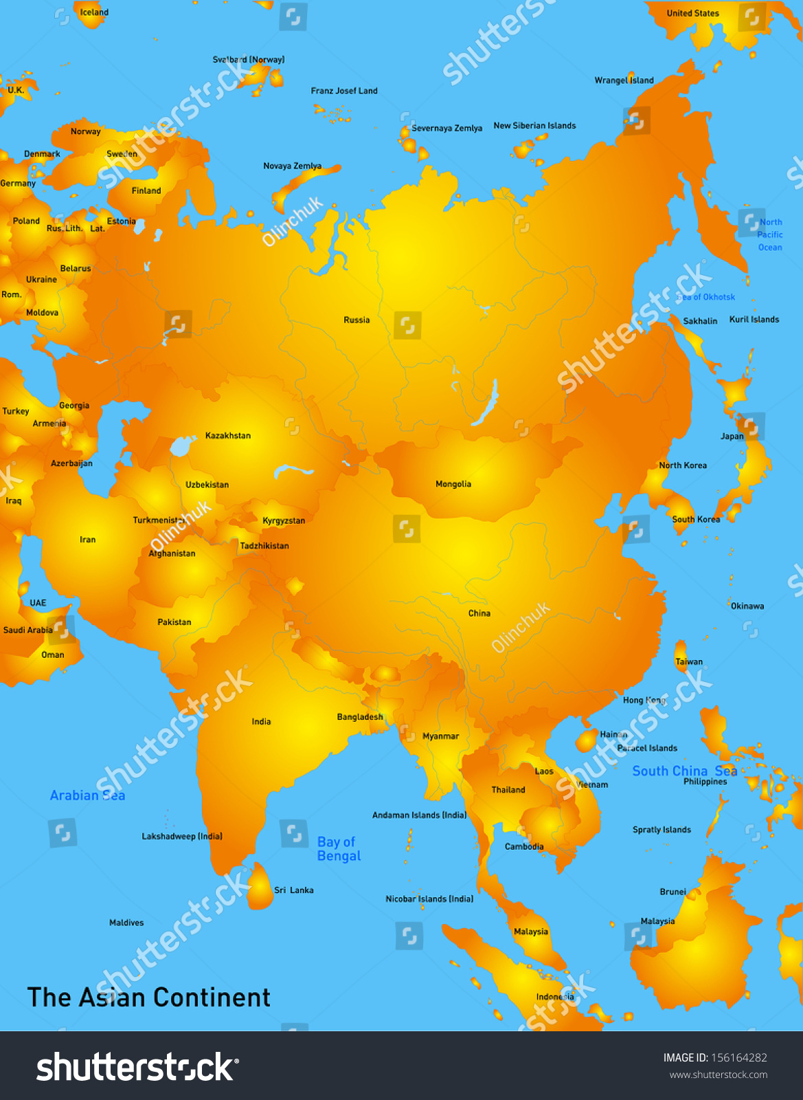 Detailed Asia Vector Map Stock Vector (Royalty Free) 156164282 ...