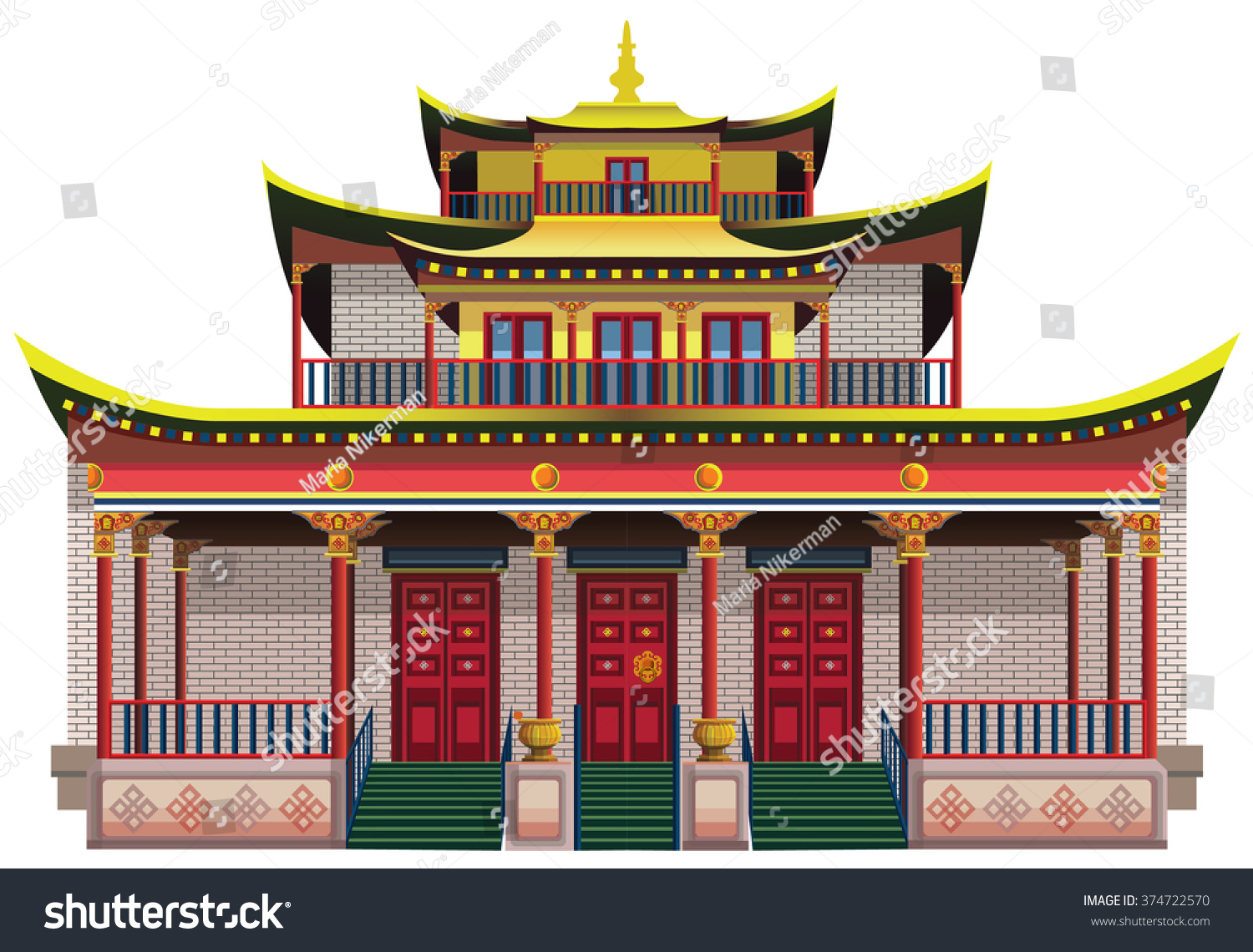 Detailed Buddhist Temple Monastery Stock Vector (Royalty Free ...