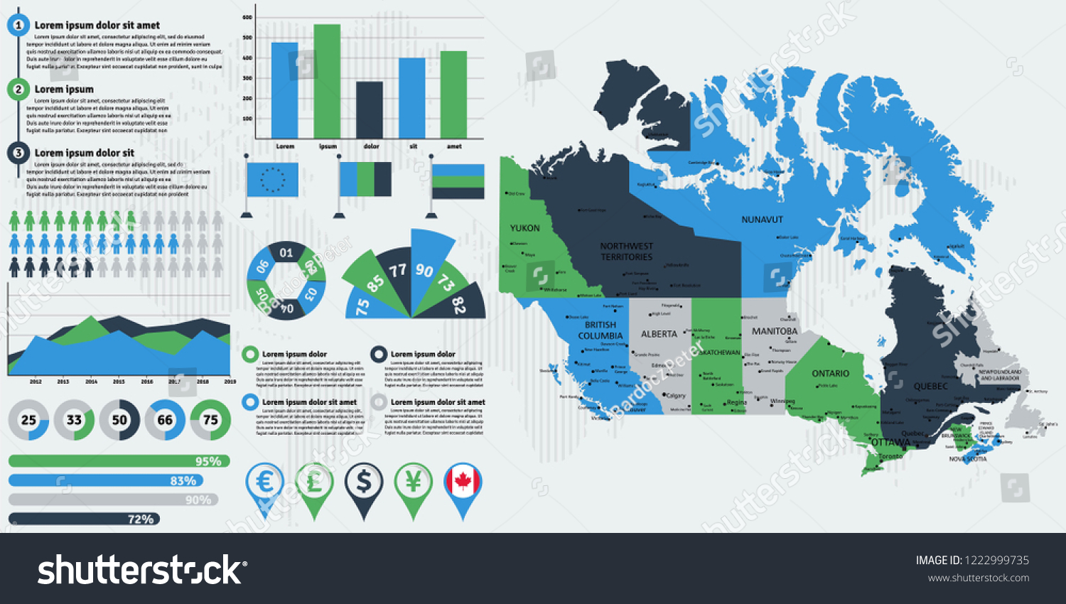Detailed Canada Map Infographic Elements Vector Stock Vector (Royalty ...
