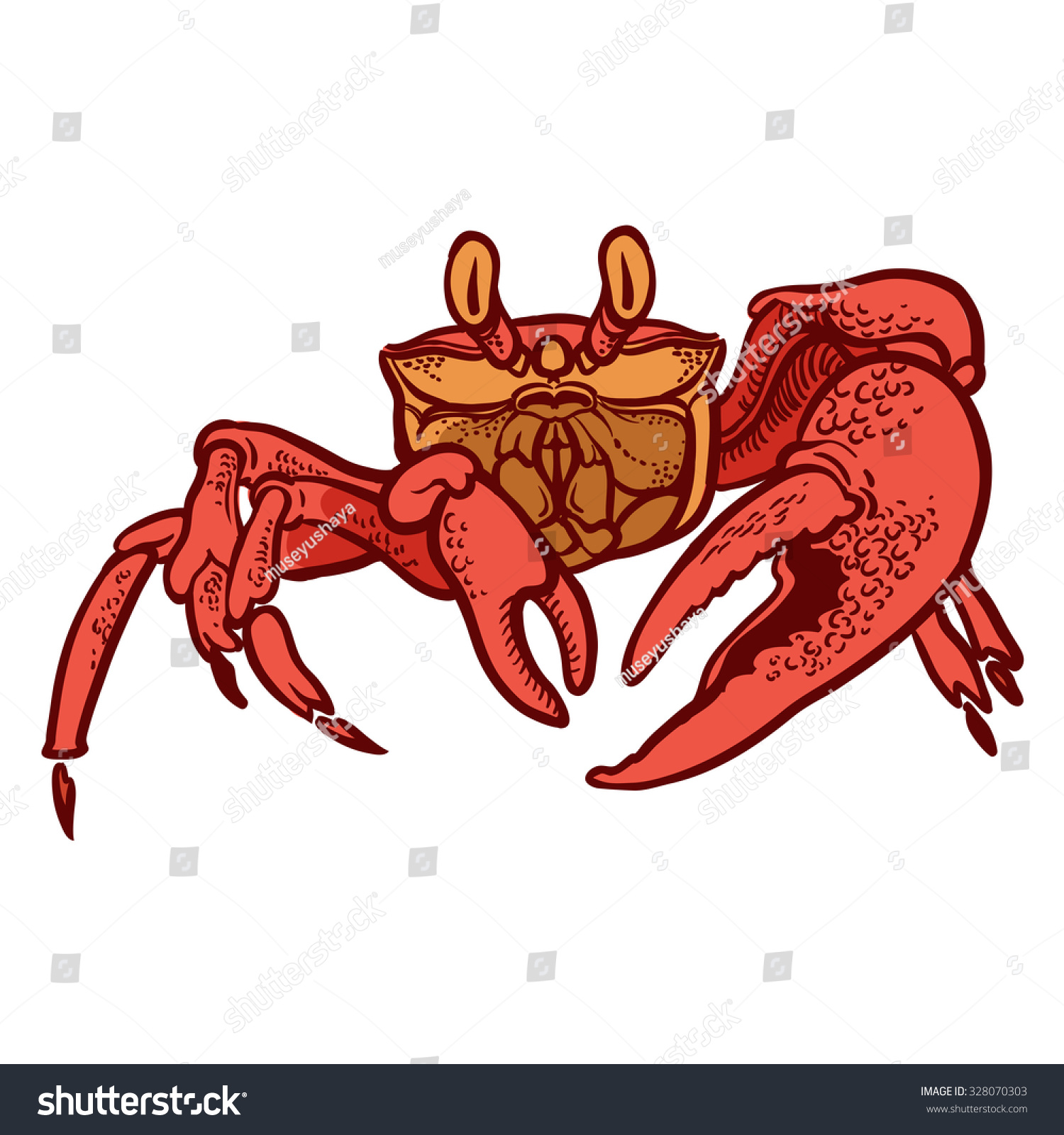 Detailed Hand Drawing Crab Vector Stock Vector (Royalty Free) 328070303 ...